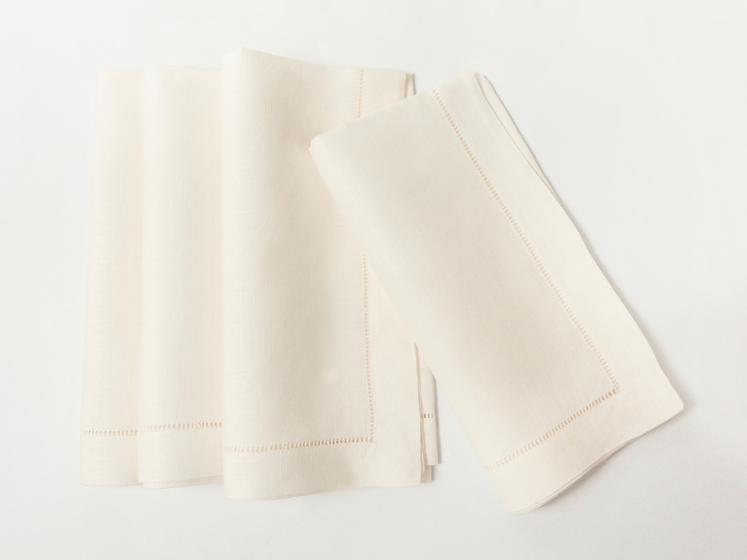 100 Hemstitch Linen Napkins Ivory Color, 50x50 Cm (20"x20") - Etsy