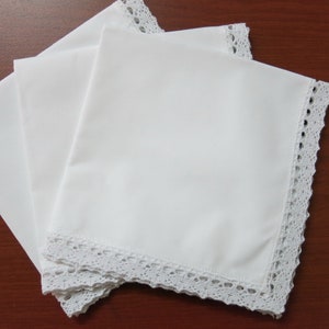50 White Cotton 11.5"x11.5" Lady's Handkerchiefs With Lace Edge - Etsy