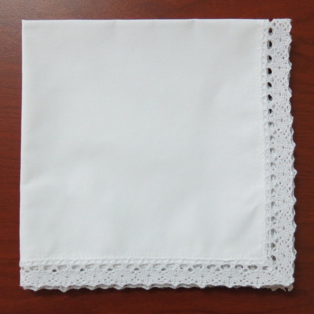 Set of 6, White Cotton 11"x11" Lady's Handkerchiefs With Lace Edge - Etsy