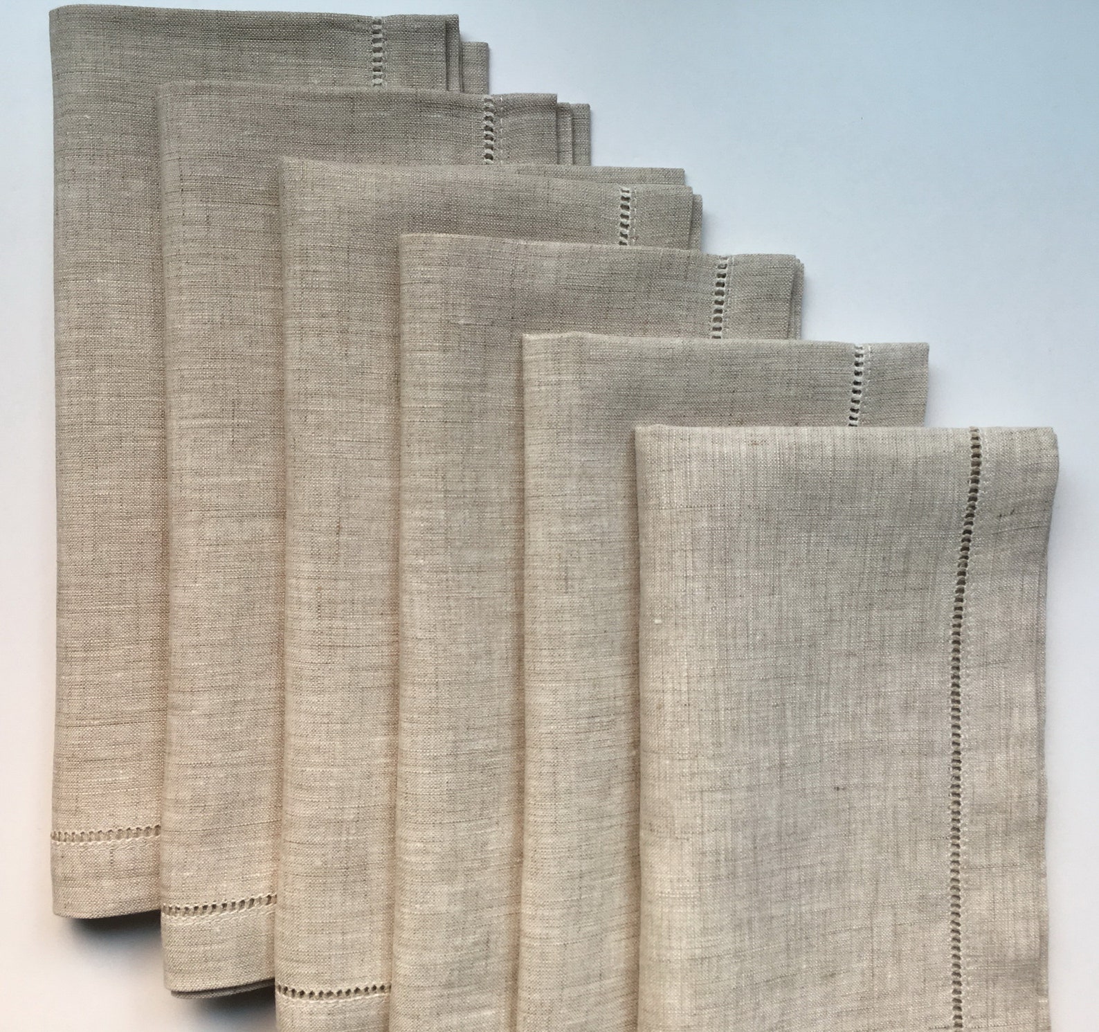 A Set of 6 Hemstitch Linen Napkins in Natural Color 50x50 Cm - Etsy