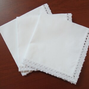 50 White Cotton 11.5"x11.5" Lady's Handkerchiefs With Lace Edge - Etsy