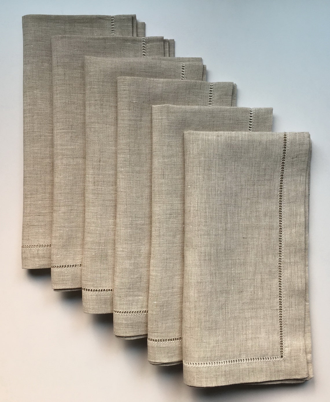 A Set of 6 Hemstitch Linen Napkins in Natural Color 50x50 Cm - Etsy