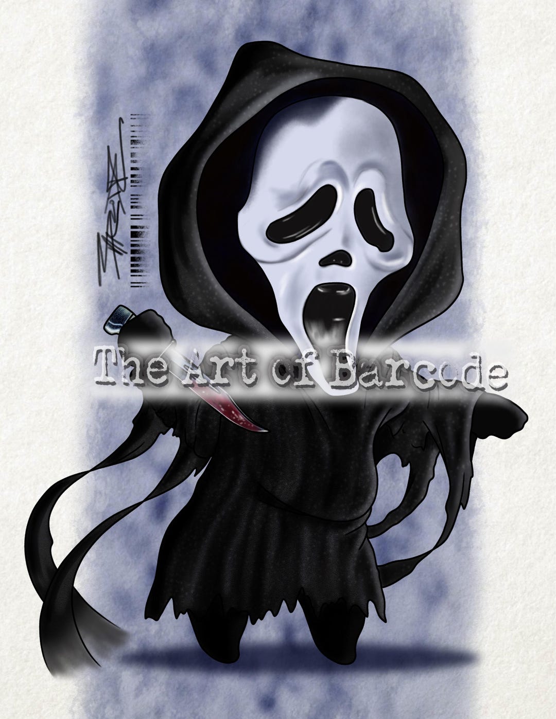Screaming Ghost Chibi Art Print - Spooky Character Illustration for ...