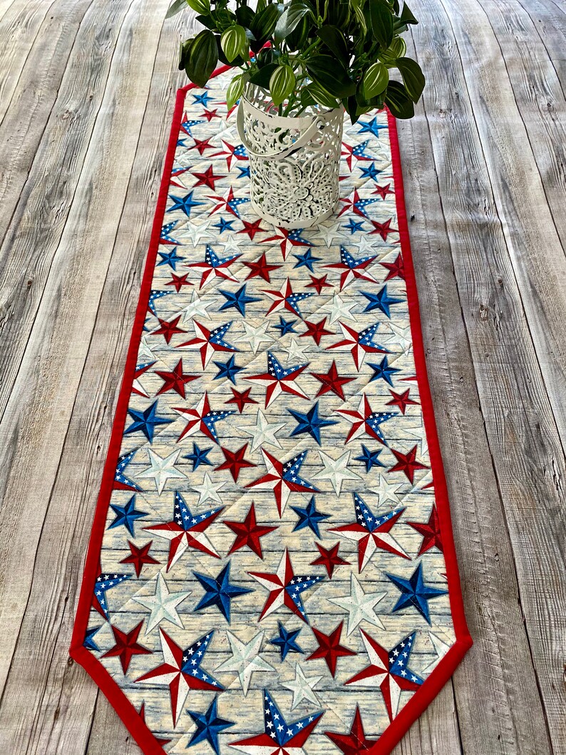 Patriotic Quilted Table Runner 4th of July Table Runner - Etsy