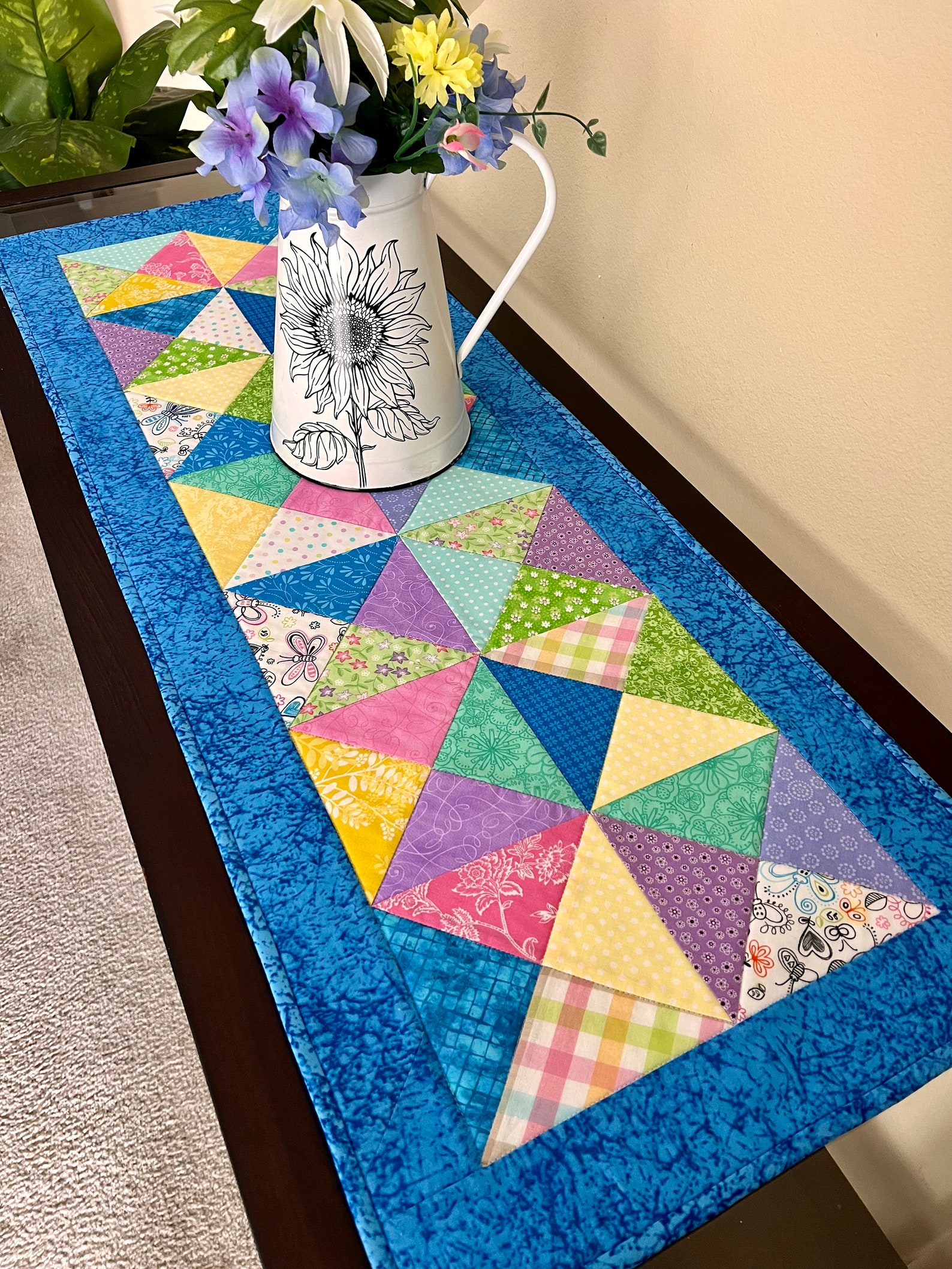 Easter Quilted Table Runner Spring Table Runner Reversible - Etsy