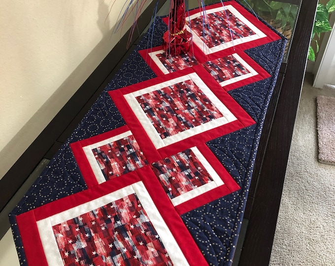 Handmade Quilted Table Runner Patriotic Table Runner - Etsy