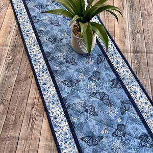 Quilted Blue Table Runner, Home Decor for Spring, Summer Table Runner ...