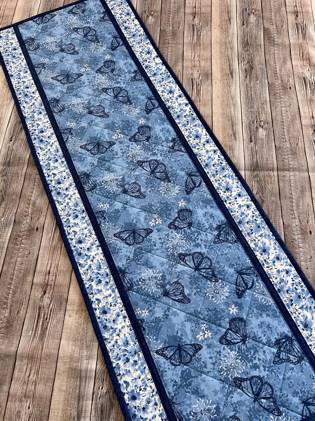 Quilted Blue Table Runner, Home Decor for Spring, Summer Table Runner ...