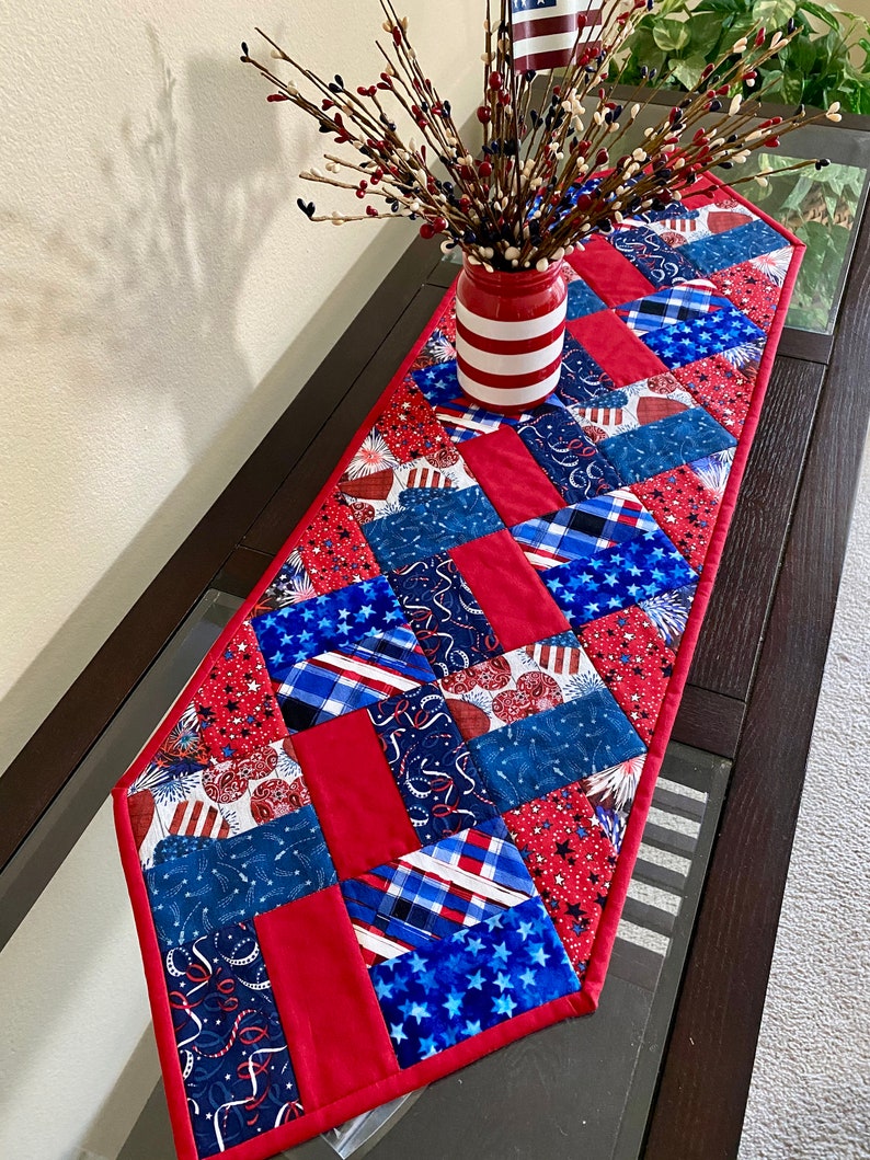 Patriotic Quilted Table Runner 4th of July Table Runner - Etsy