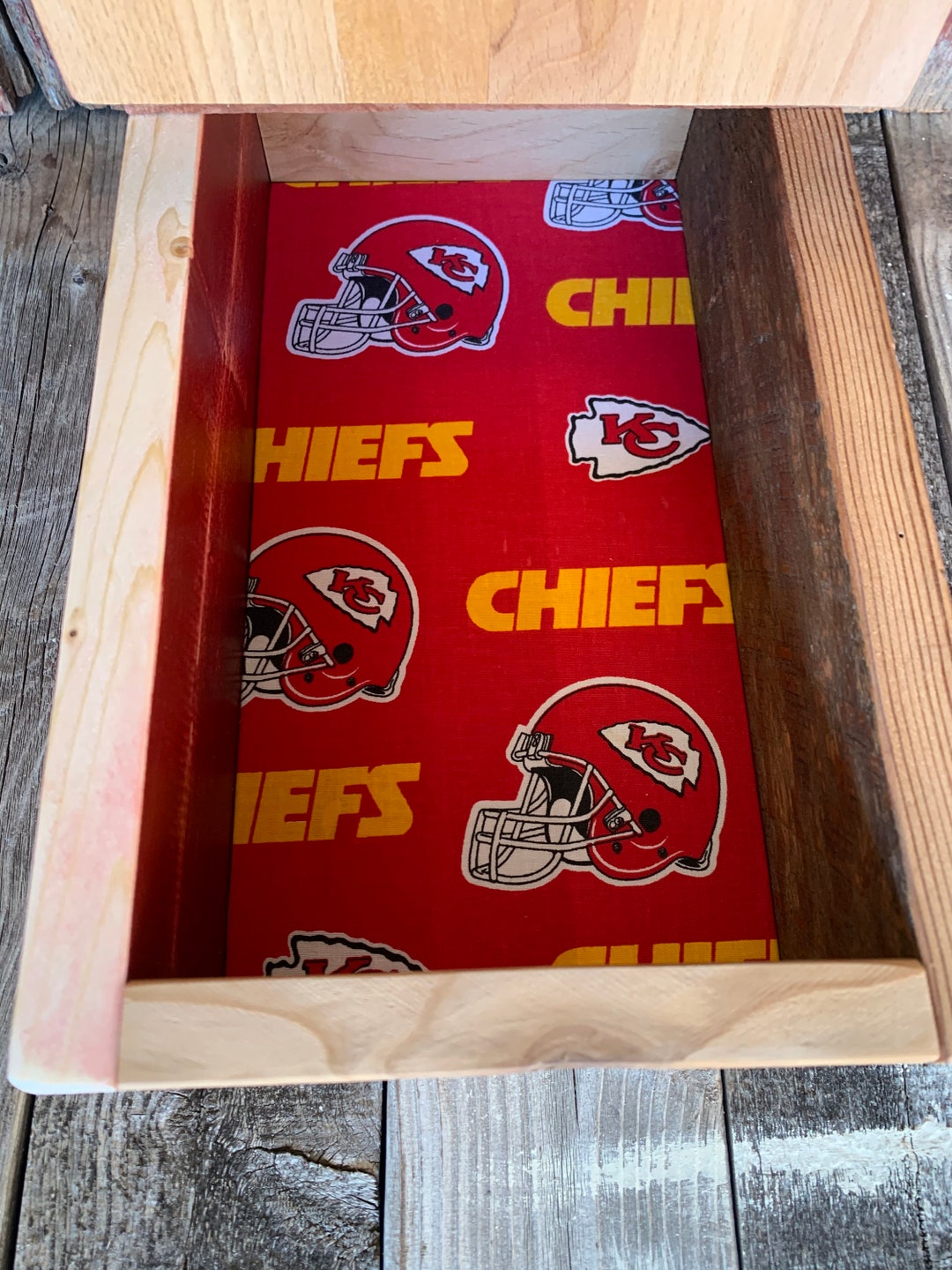 KANSAS CITY CHIEFS Handcrafted Custom Wooden Memory Box With Hinges ...