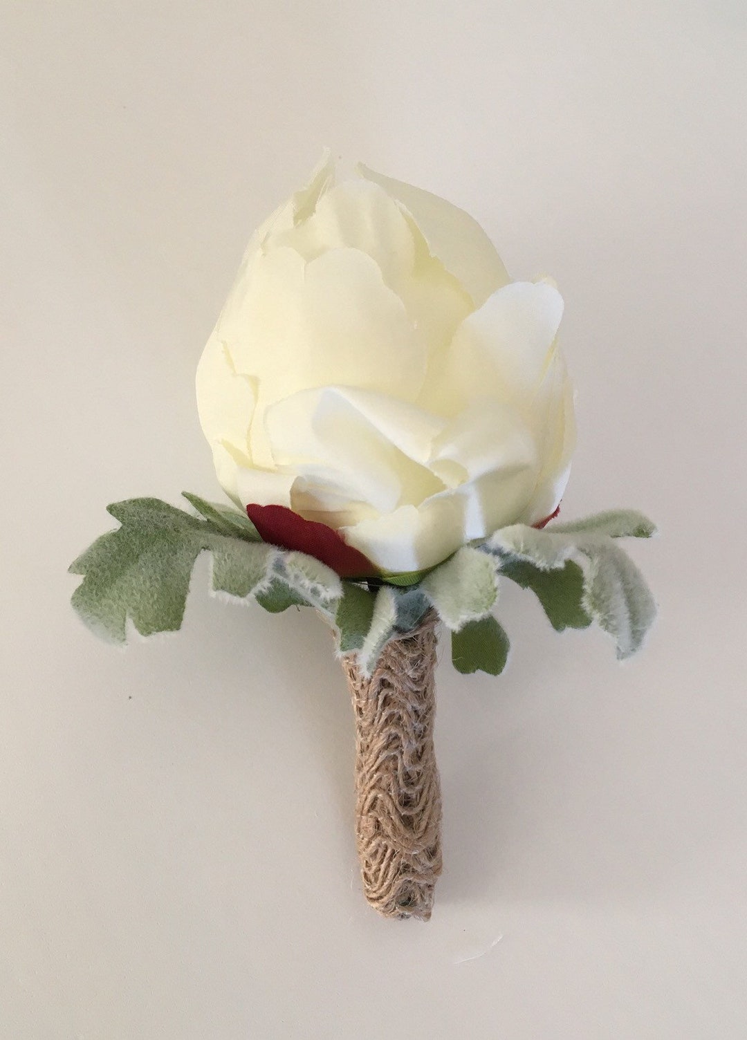 Single Ivory Peony Buttonhole With Foliage Wedding Groom Wedding Party ...