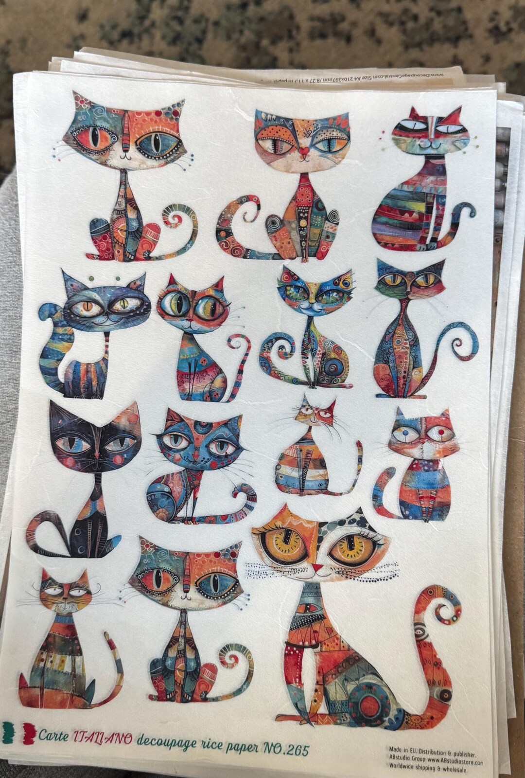 Decoupage, Rice Paper, Whimsical Cartoon Cats - Etsy