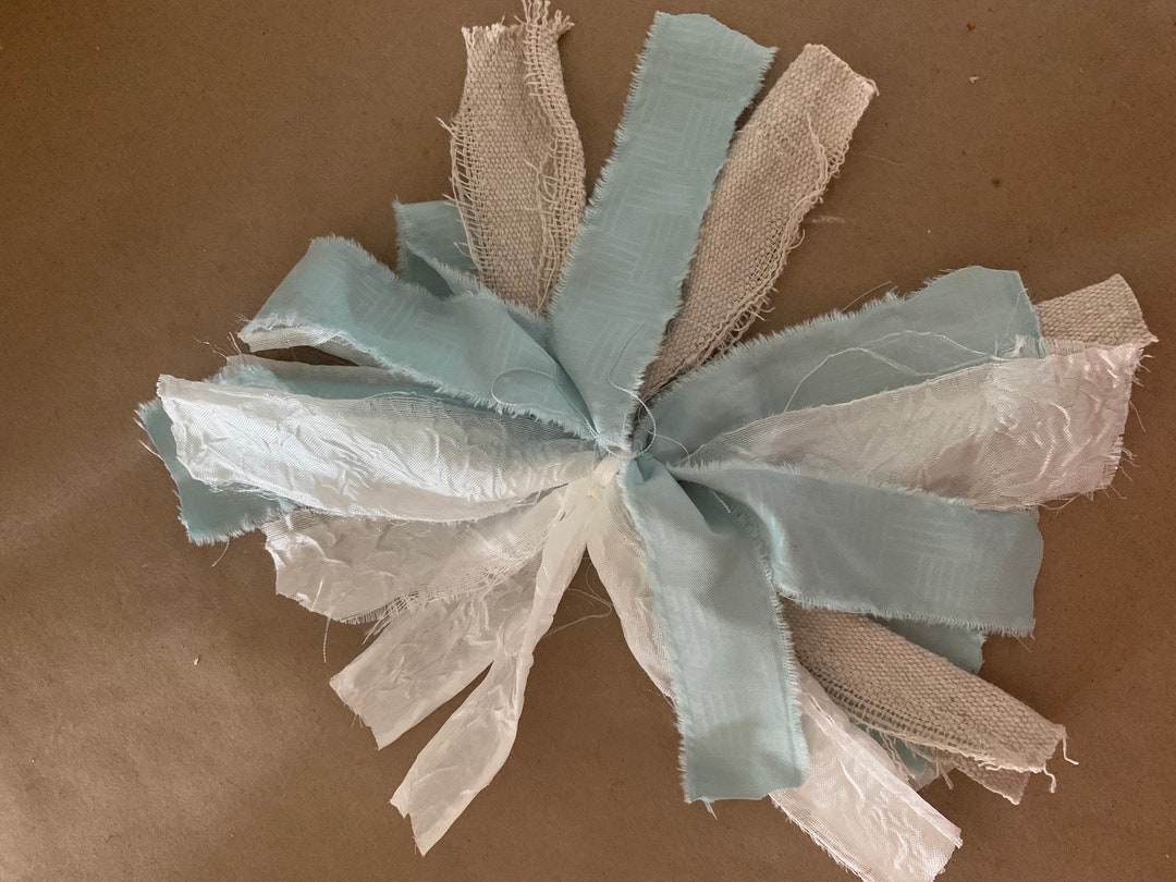 Two Blue and White Messy Bows - Etsy