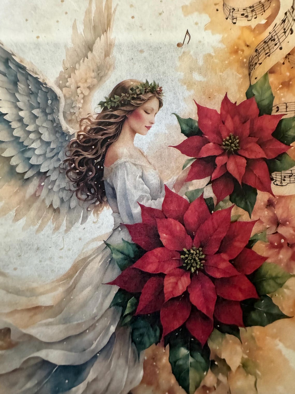Decoupage, Rice, Paper, Gorgeous, Poinsettias, and Angel - Etsy