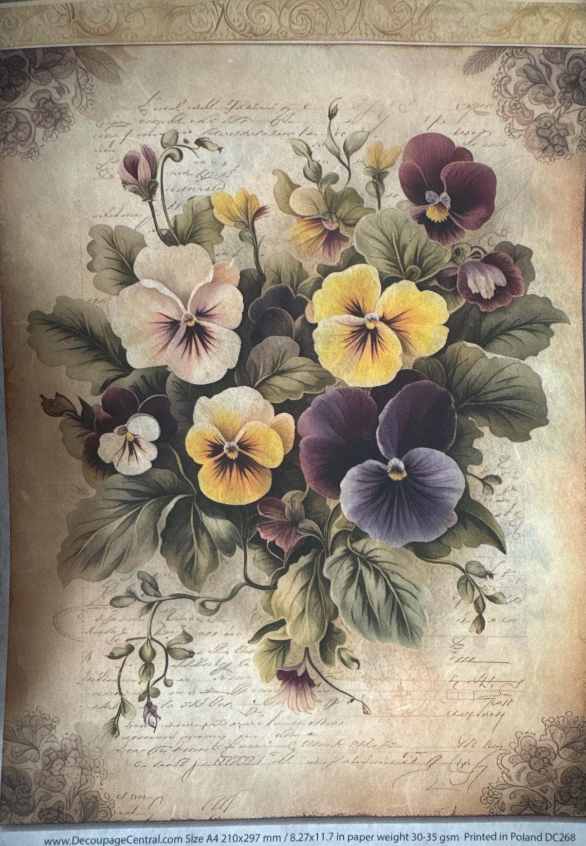 Decoupage, Rice, Paper, Spring Pansies - Etsy