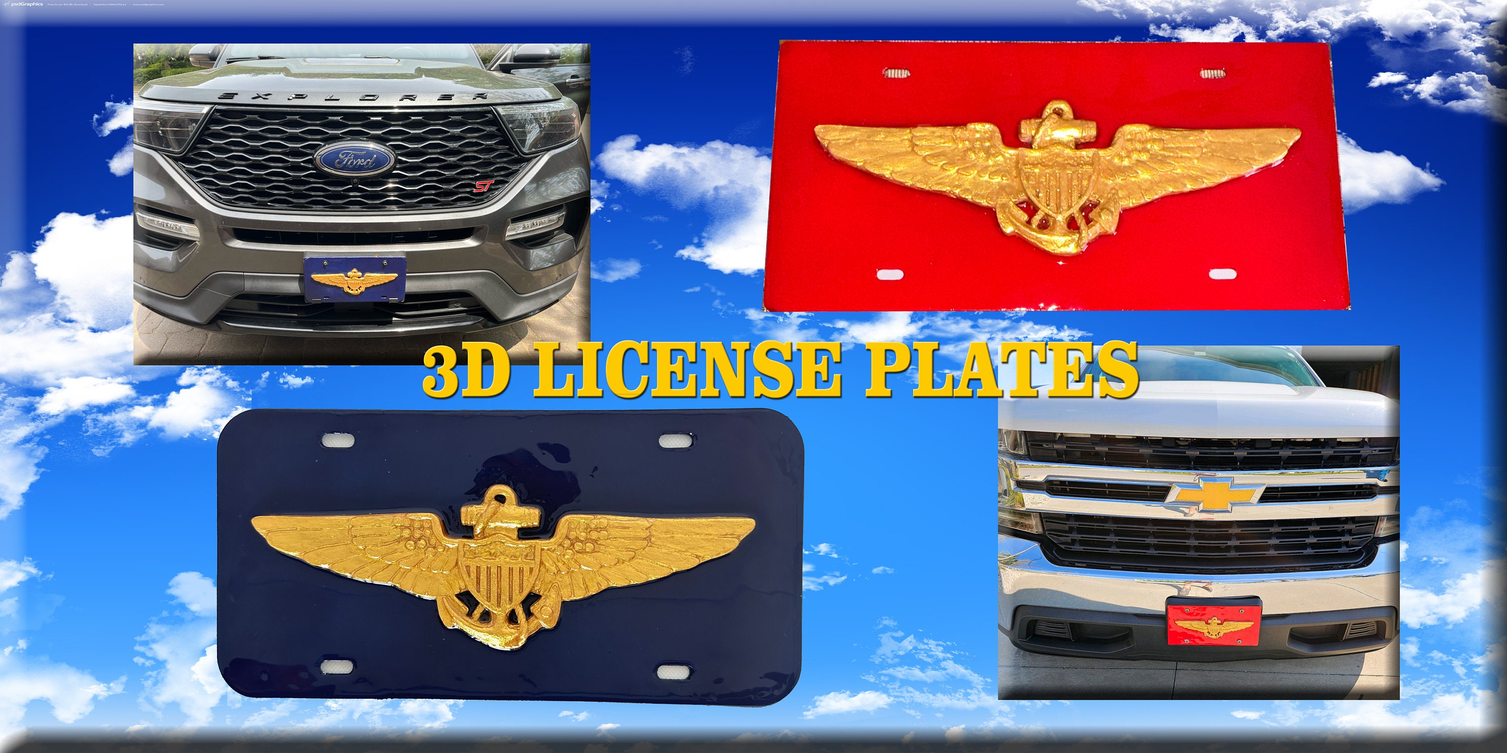 3D AVIATION WINGS License Plates - Etsy