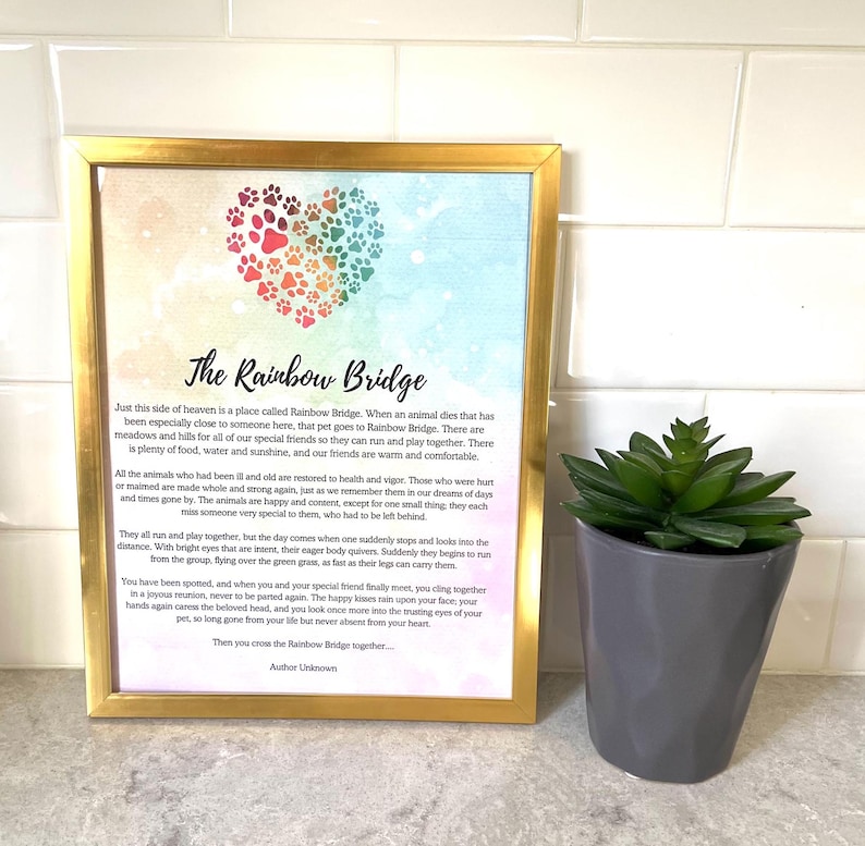 Art Print 8x10 Inch RAINBOW BRIDGE Poem Loss Pet Dog Cat Memorial Gift ...