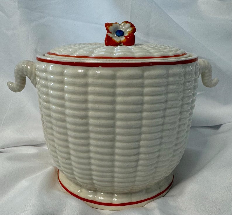 Basket Weave Cookie Jar Biscuit Jar Marked Made in Japan Beauchin Ware ...