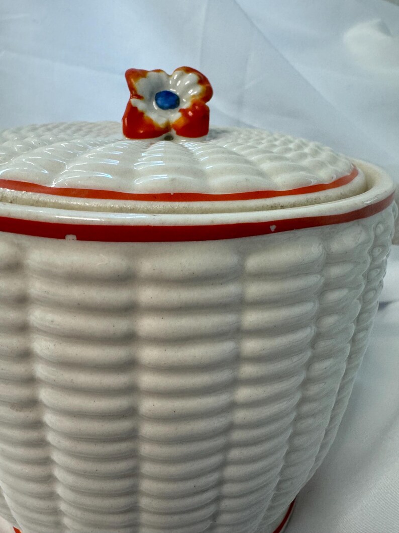 Basket Weave Cookie Jar Biscuit Jar Marked Made in Japan Beauchin Ware ...