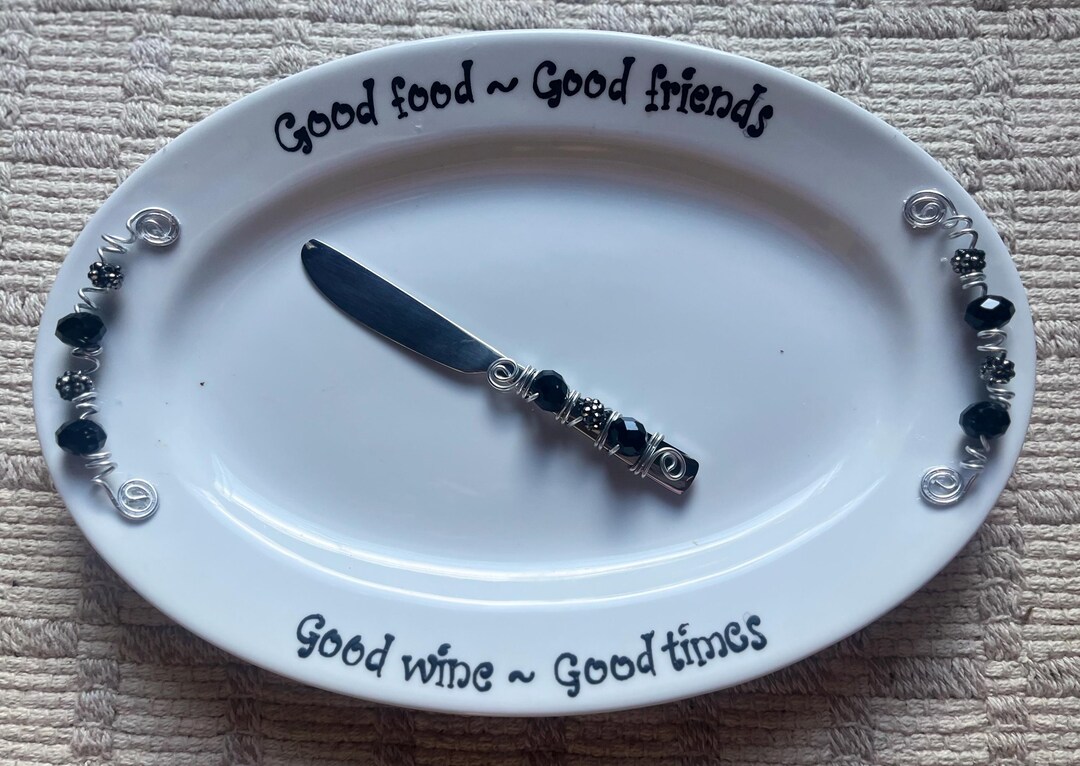 Hand-painted Porcelain Appetizer Platter, Beaded Serving Set - Etsy