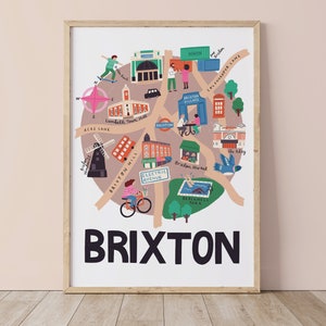 Brixton Illustrated Map Print | South London Art | South London Map ...