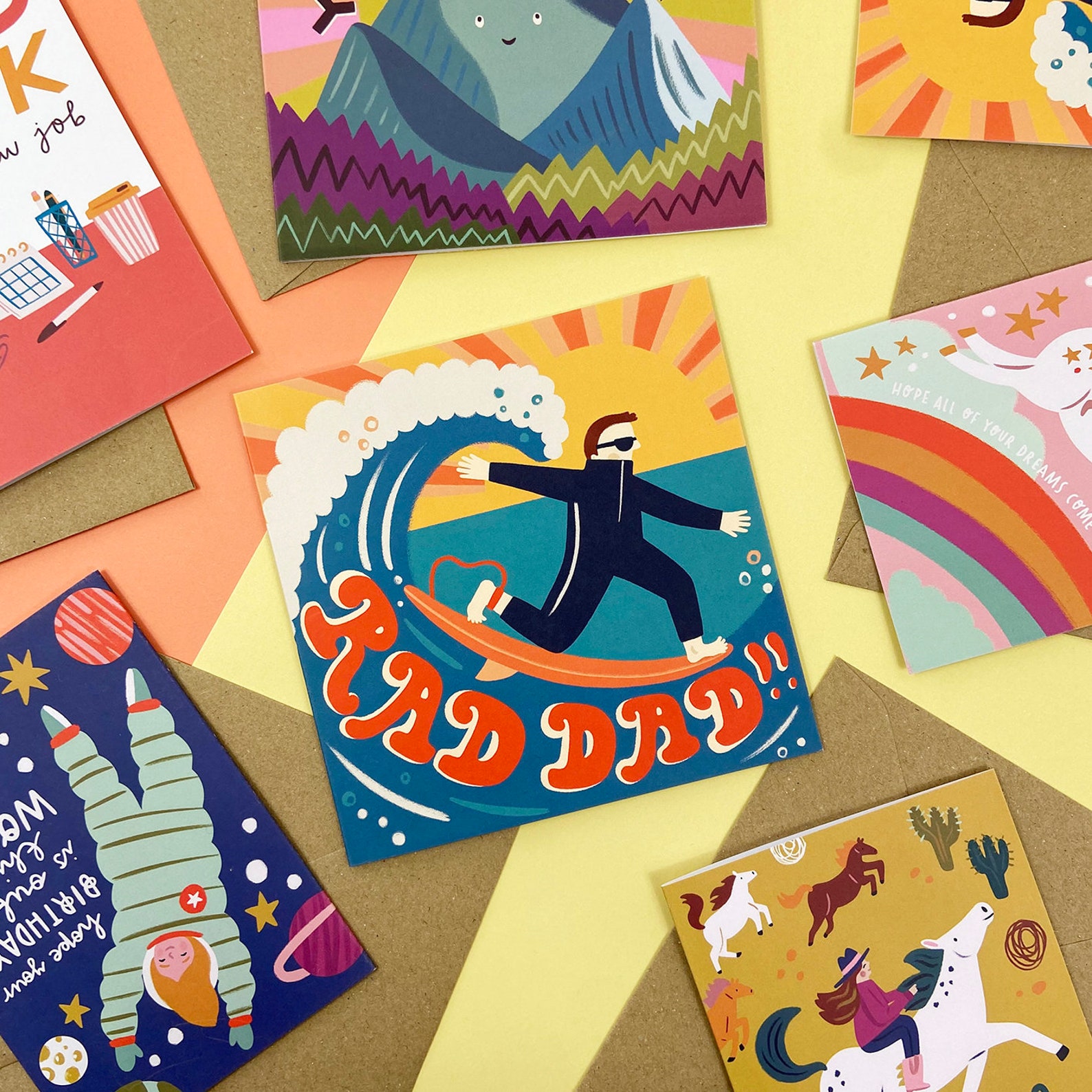 Rad Dad Greeting Card Surfer Father's Day Card Surfer - Etsy