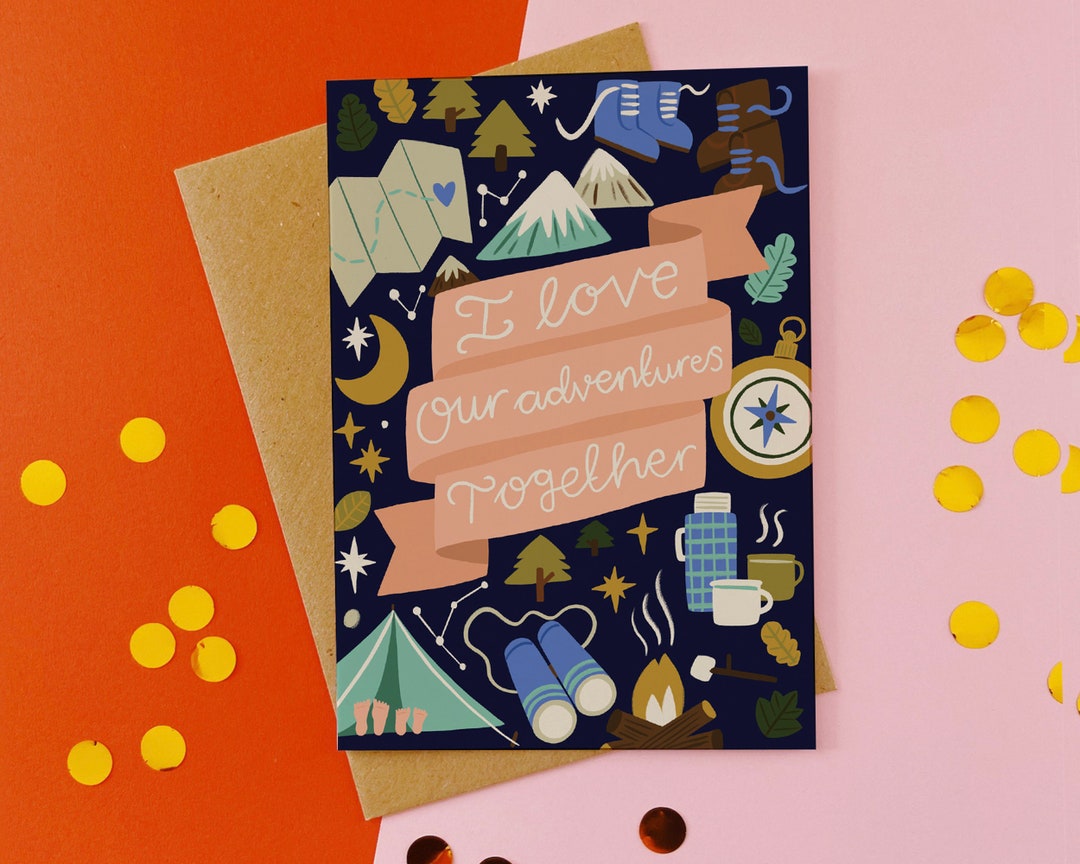 I Love Our Adventures Together Valentines Card Cute Illustrated Card ...
