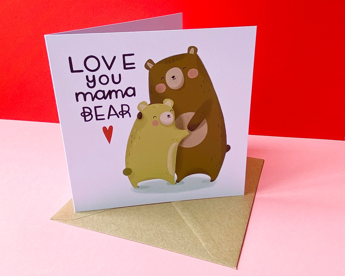 Love You Mama Bear Mothers Day Card Cute Mothers Day Card - Etsy Israel