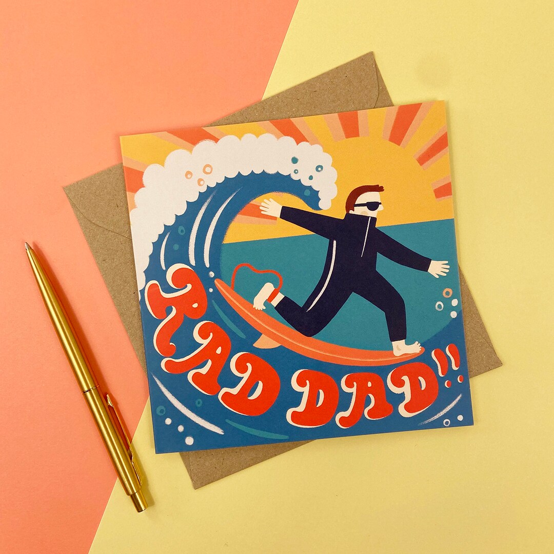 Rad Dad Greeting Card Surfer Father's Day Card Surfer - Etsy