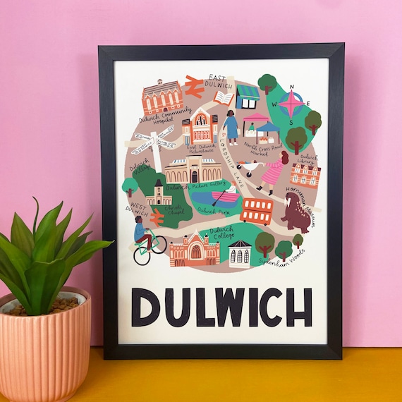Dulwich Map Art Print Illustrated Map Dulwich Print | Etsy
