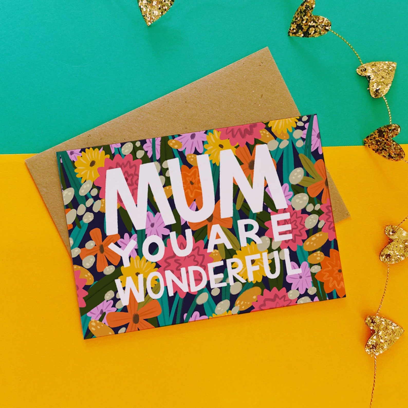 Mum You Are Wonderful Mother's Day Card Floral Greetings Card for Mum ...