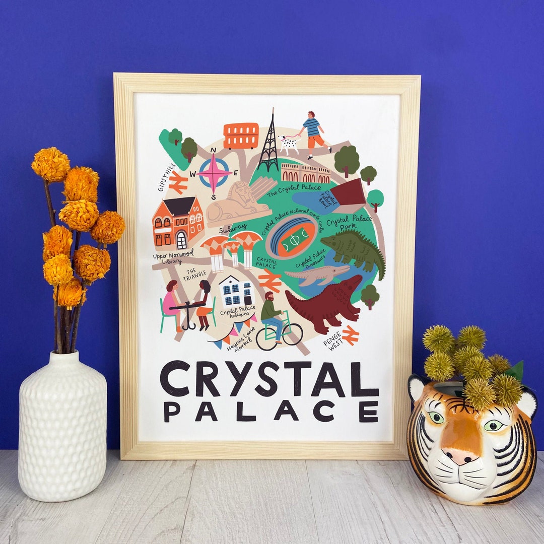 Crystal Palace Map Art Print Illustrated Map Crystal Palace Print South ...