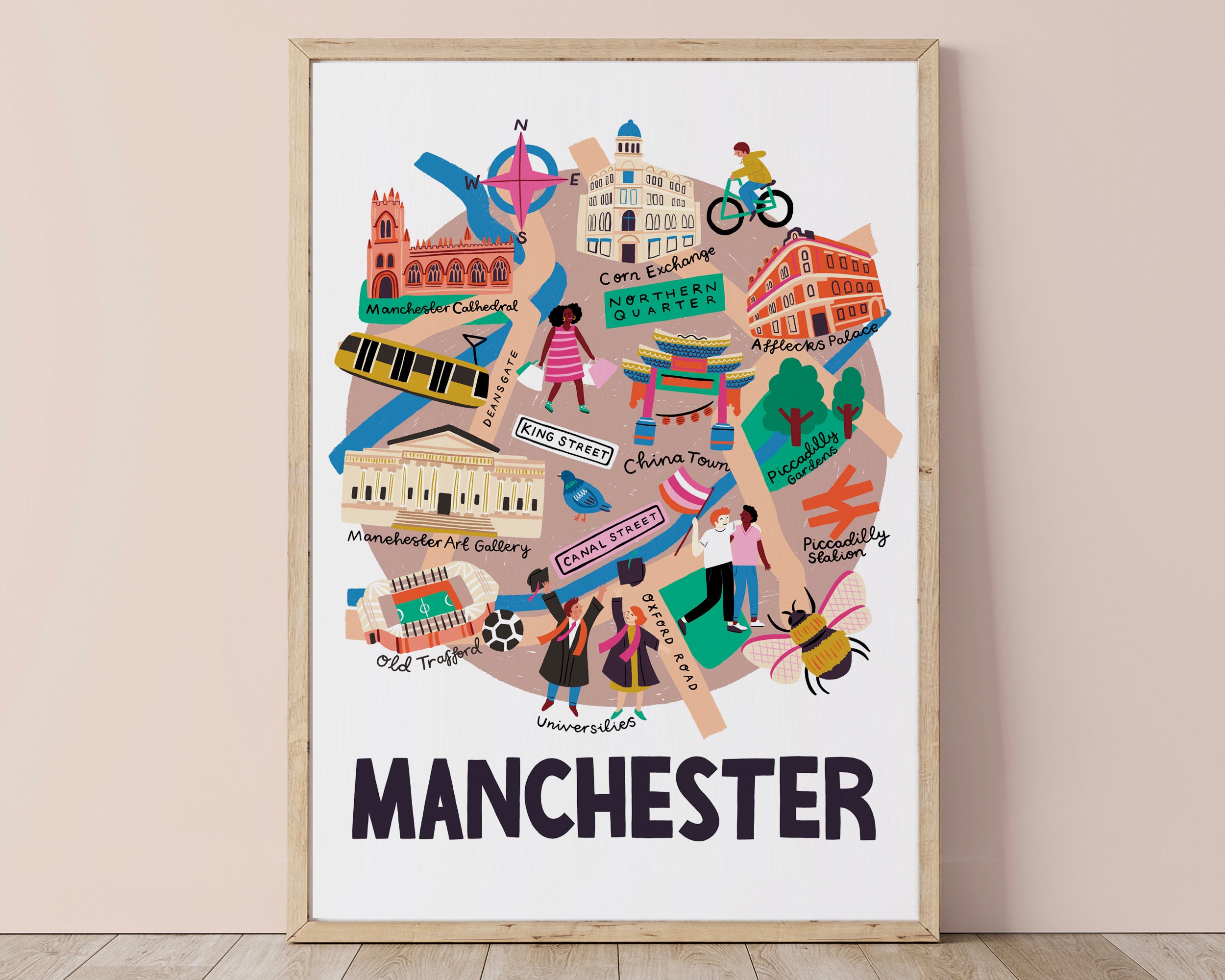 Manchester Map | Manchester Gift | Manchester Print | Manchester Art ...