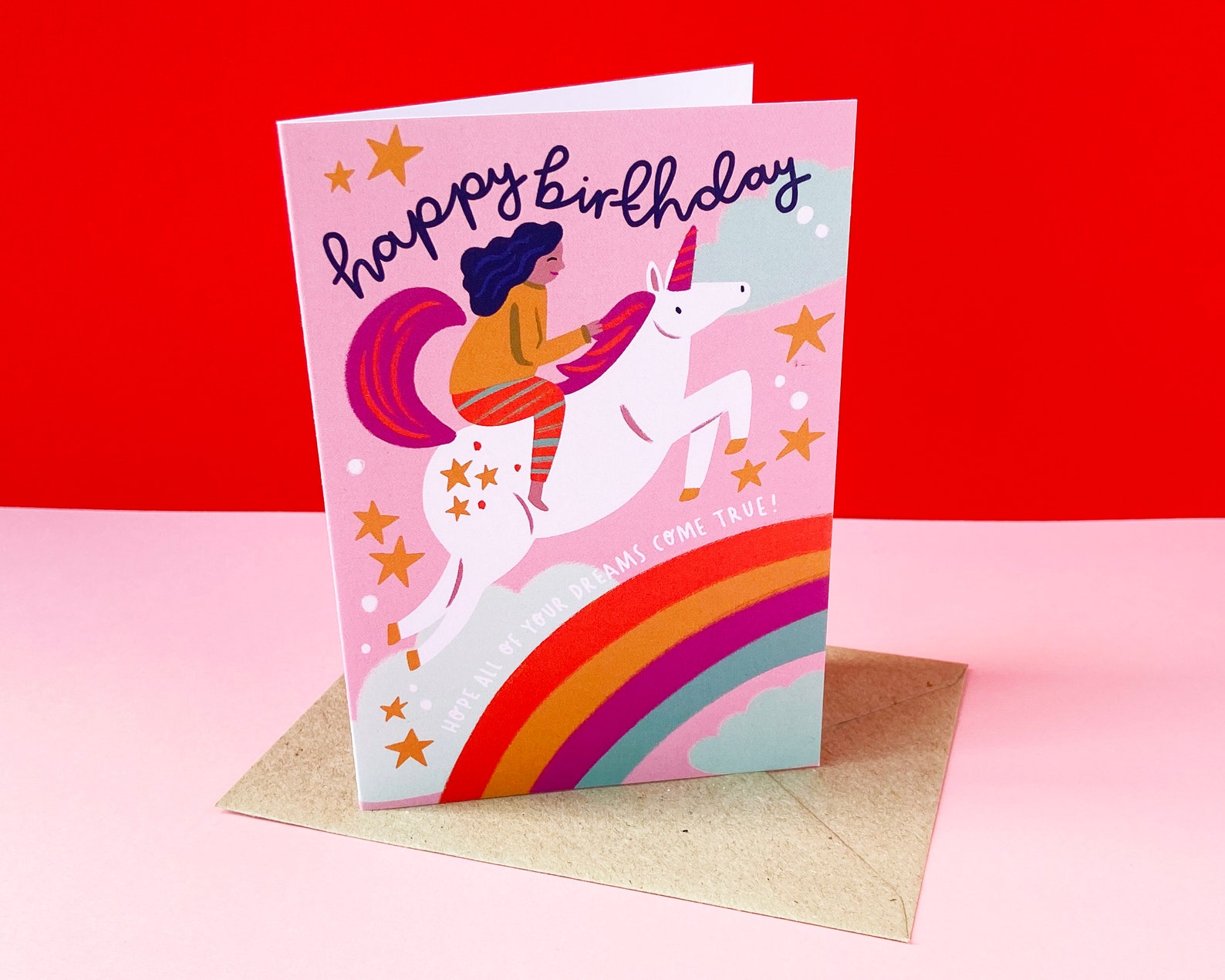 Happy Birthday Cute Unicorn Card Pink Unicorn Greetings Card - Etsy