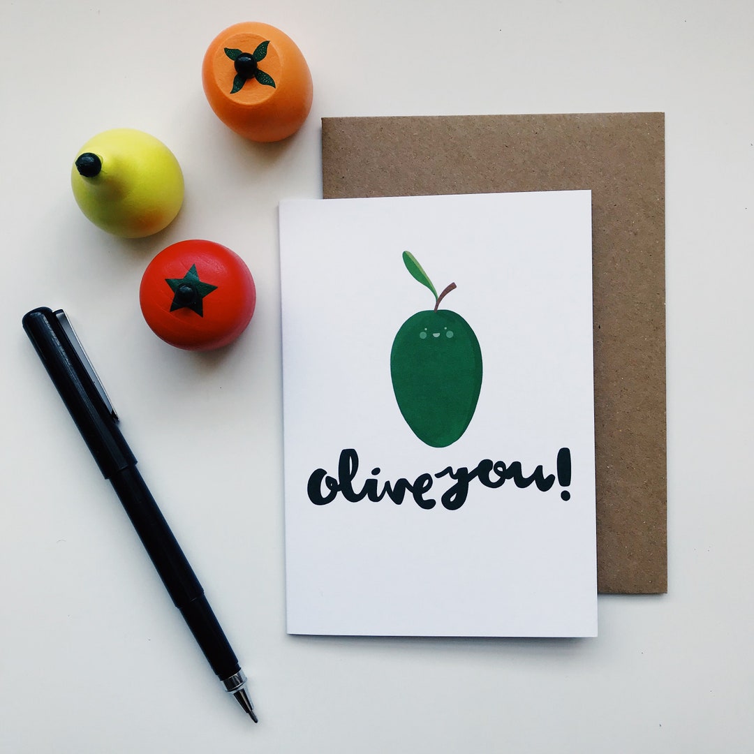 Olive You Blank Greeting Card - Etsy