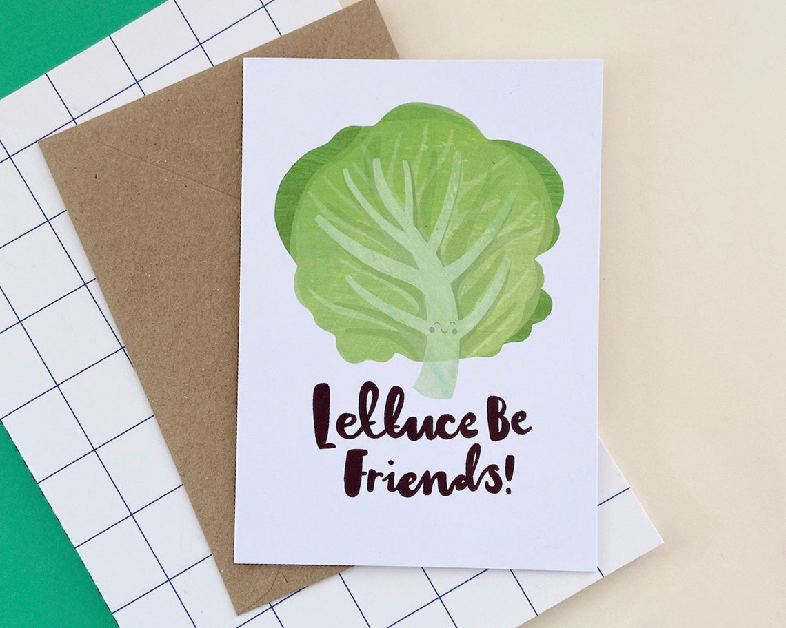 Lettuce Be Friends Funny Greetings Card Pun Card Everyday - Etsy UK