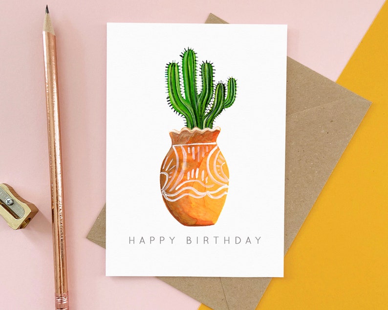 Happy Birthday Cactus Greeting Card - Etsy