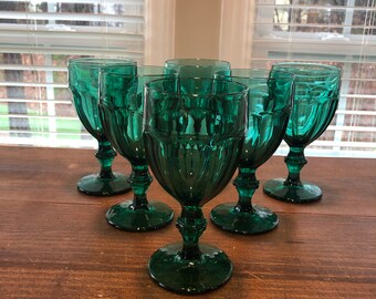 Green Water Goblets - Etsy