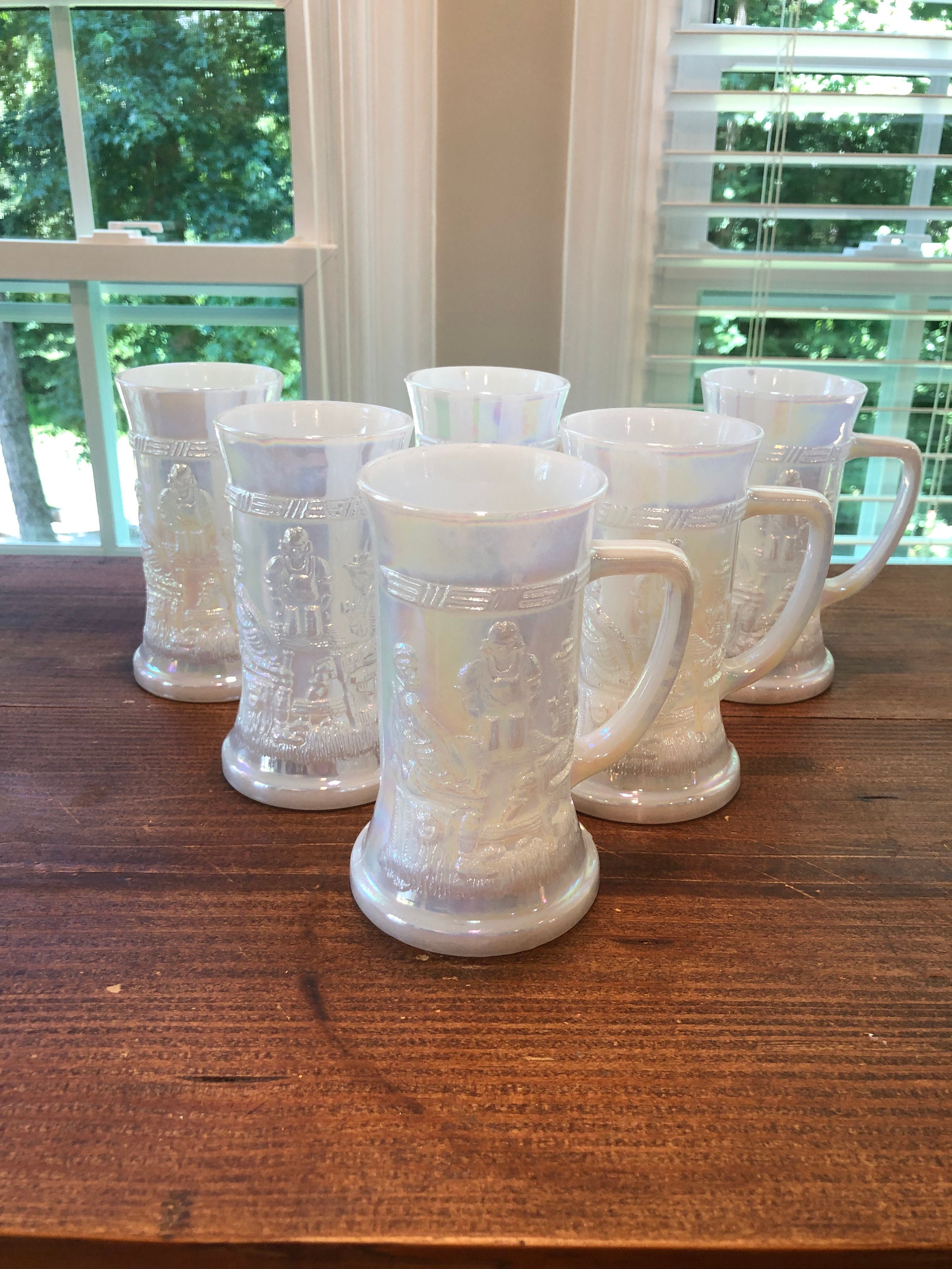 Vintage White Milk Glass Steins Federal Glass Company Set Of Etsy