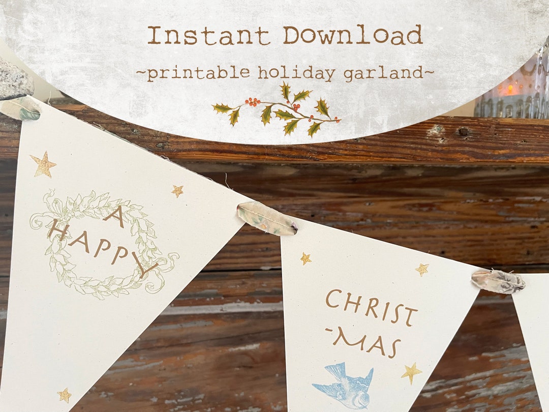 Christmas Garland Printable Holiday Banner Holiday Bunting - Etsy Canada