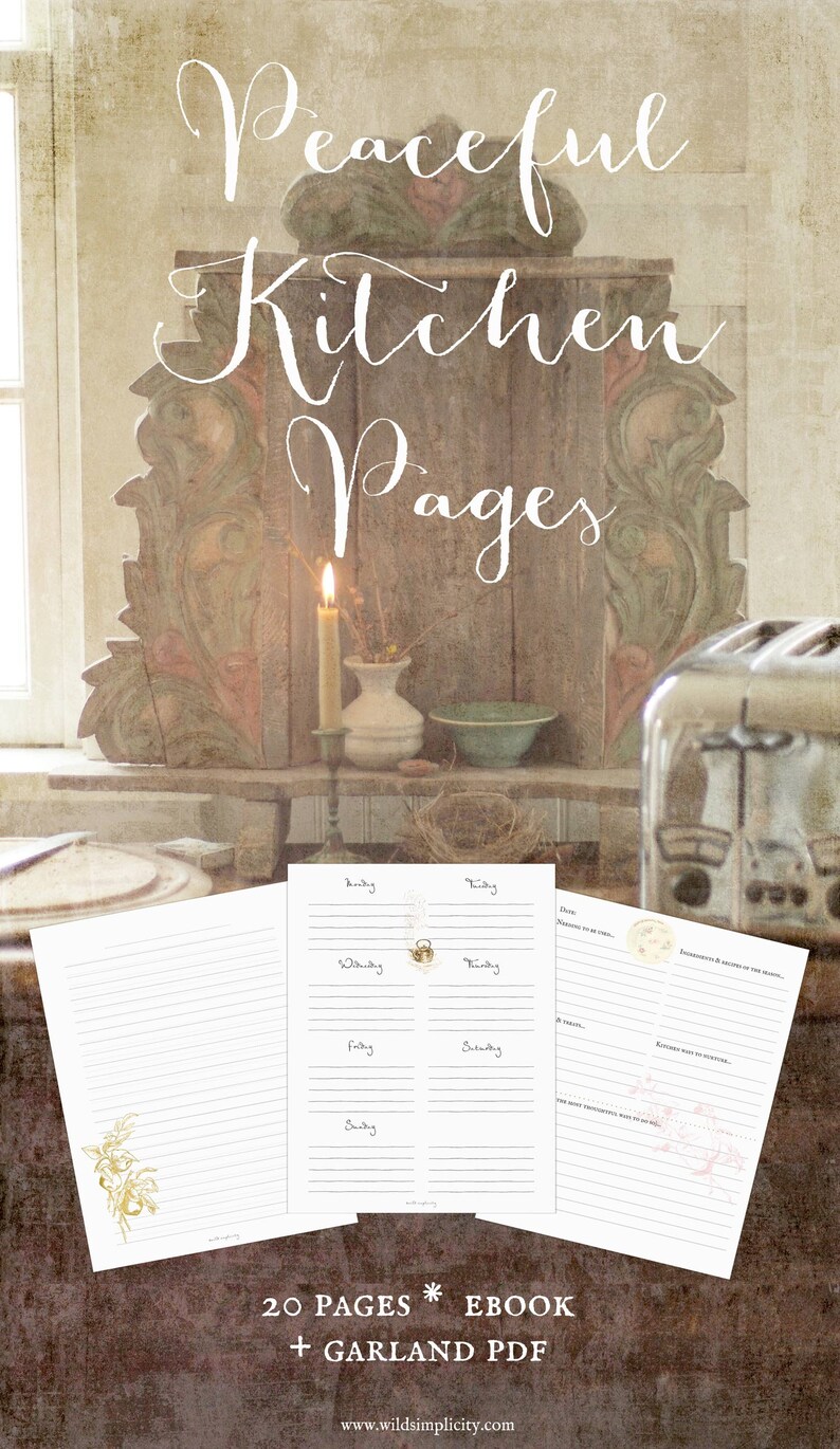 Peaceful Kitchen Simple Beautiful Menu Planning Pages | Etsy