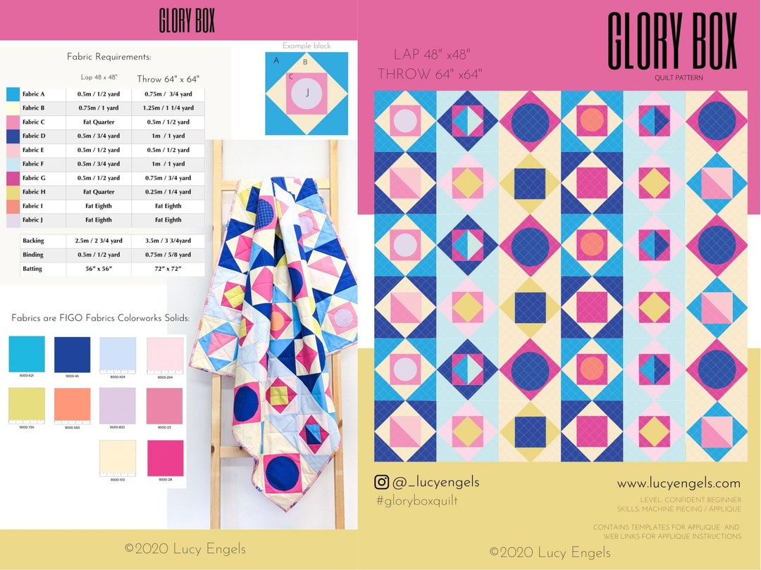 Glory Box PDF Quilt Pattern - Throw Quilt Pattern - Lap Quilt Pattern ...