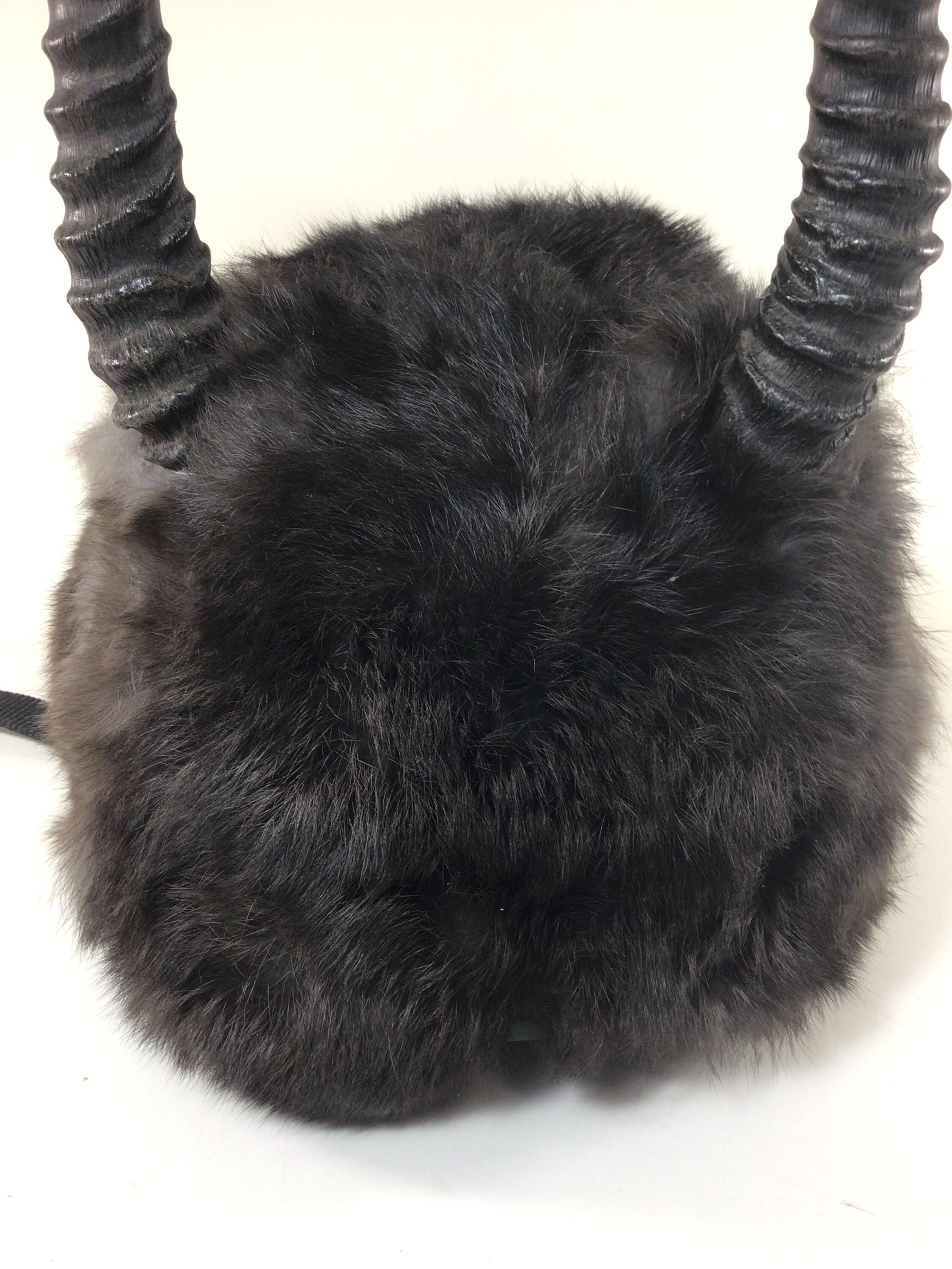 Rabbit Fur Covered Motorcycle Helmet With Springbok Antelope Horns. Sz ...