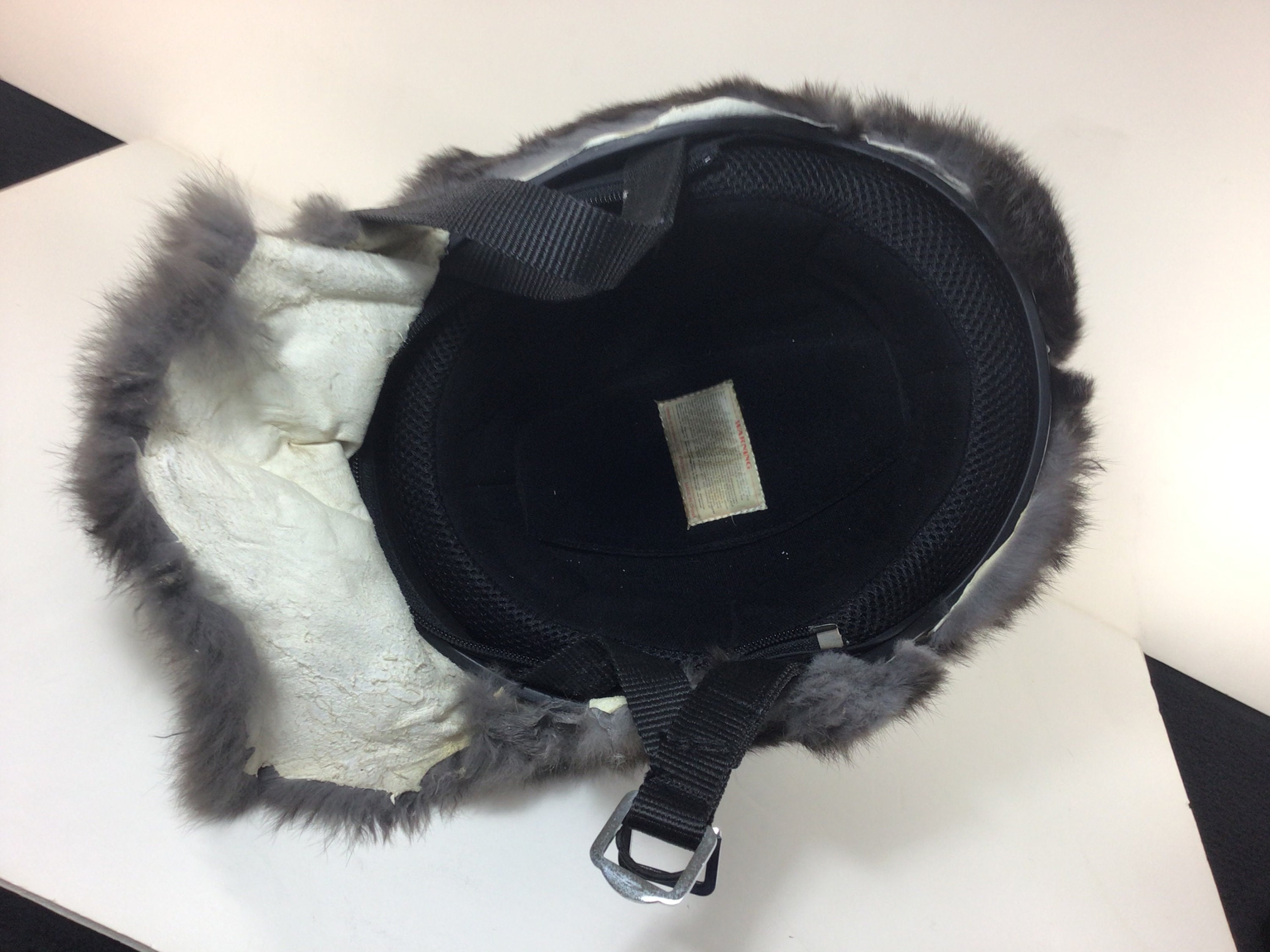 Rabbit Fur Covered Motorcycle Helmet With Springbok Antelope Horns. Sz ...