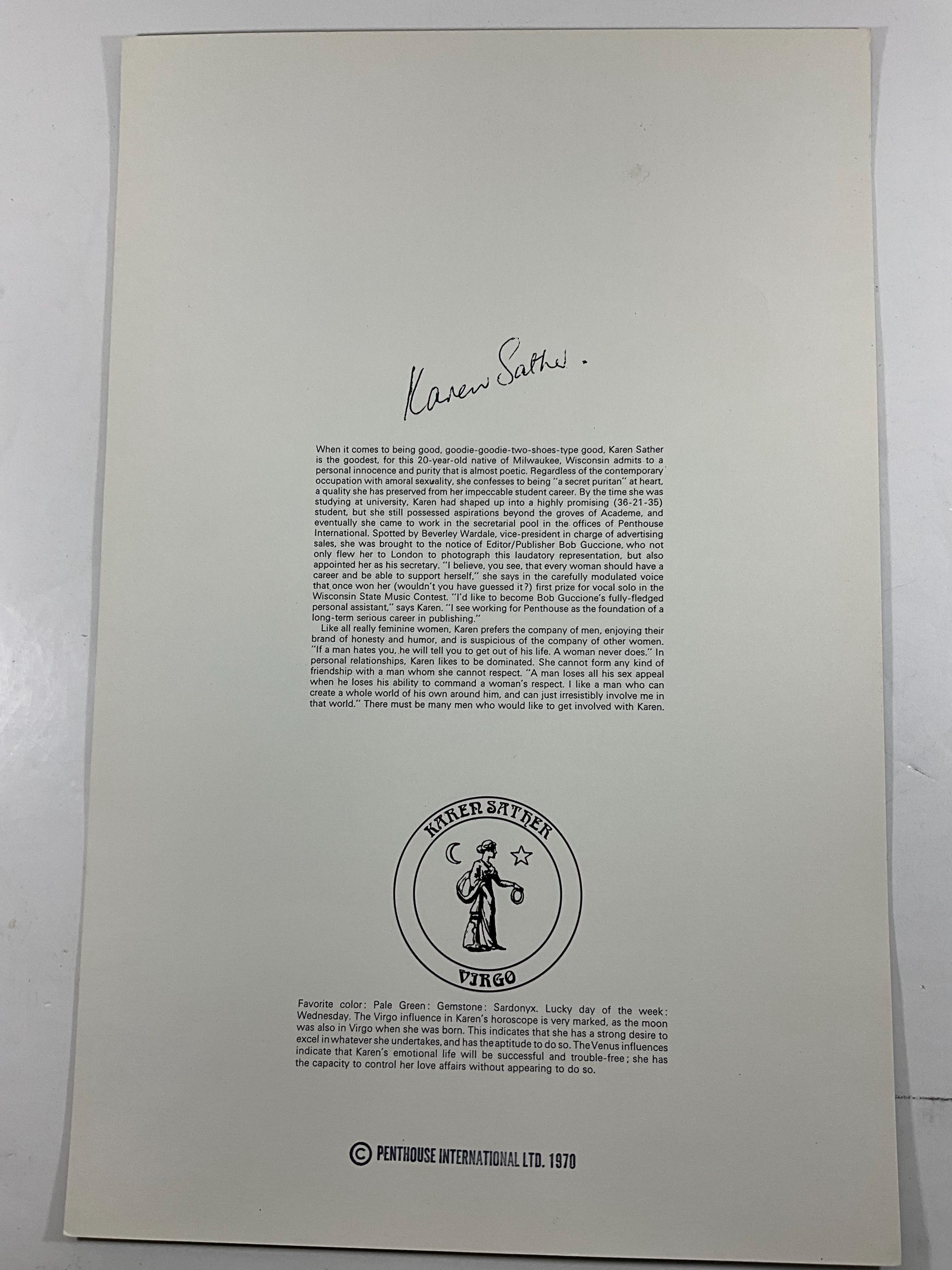 Vintage 1970 Penthouse Pet Pin up Poster Miss Karen Sather 17 X 11 - Etsy Canada
