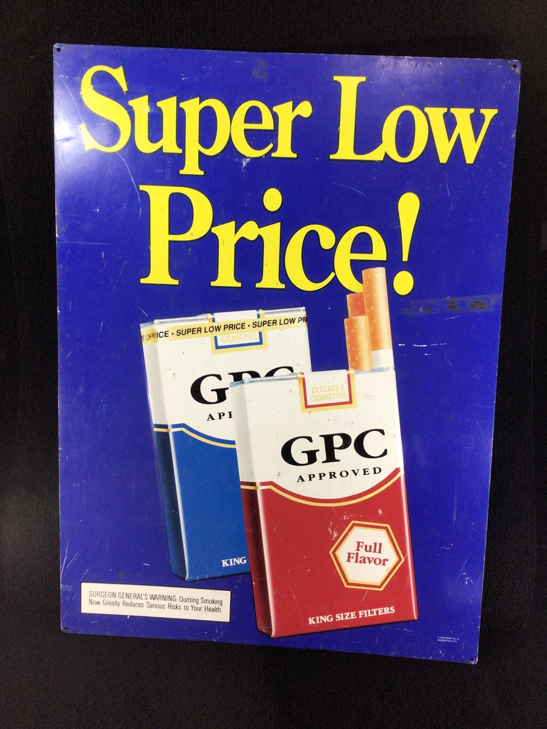 Vintage 1993 Embossed Metal GPC Approved Cigarette Advertising Sign. - Etsy
