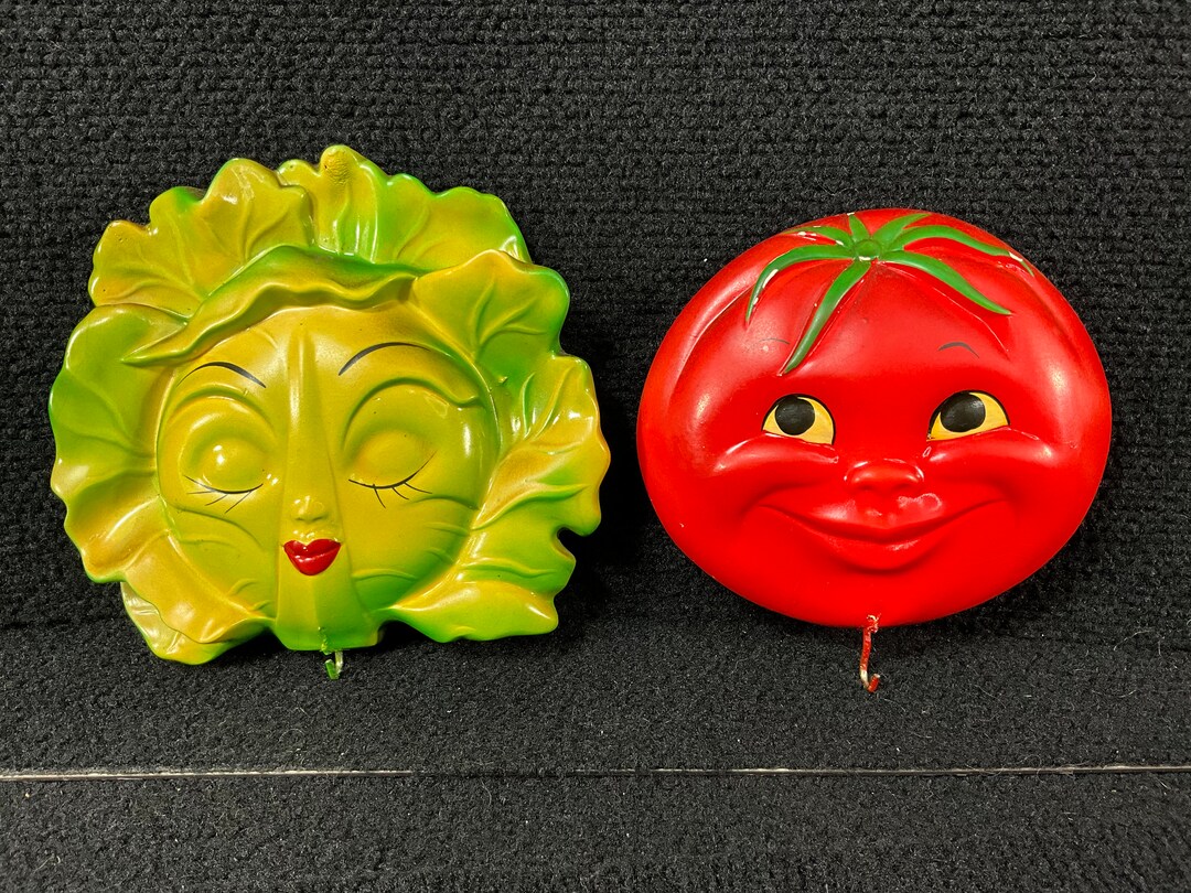 Vintage 1959 Miller Stud Chalkware Vegetable Face Kitchen Wall Hangings ...