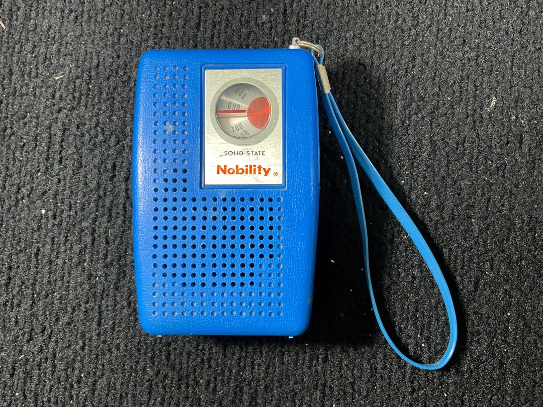 Vintage Blue Nobility Solid State AM KC Transistor Radio With Strap ...