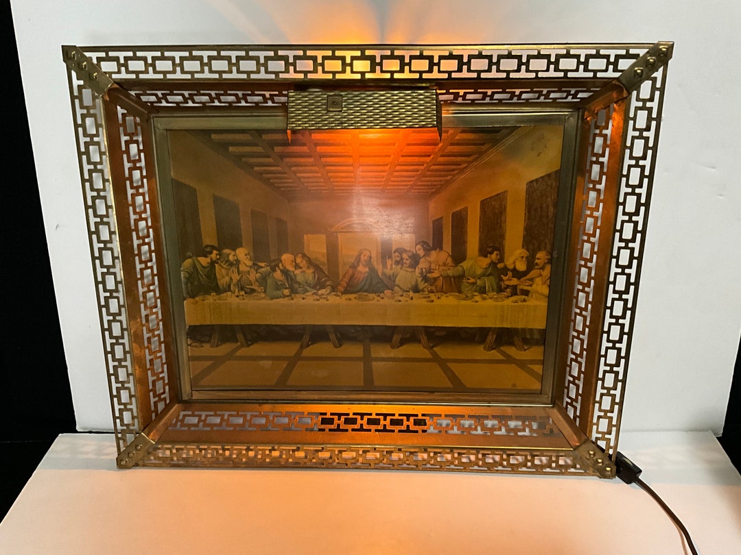Vintage Mid-century Light up Framed Last Supper Picture. Metal Frame - Etsy