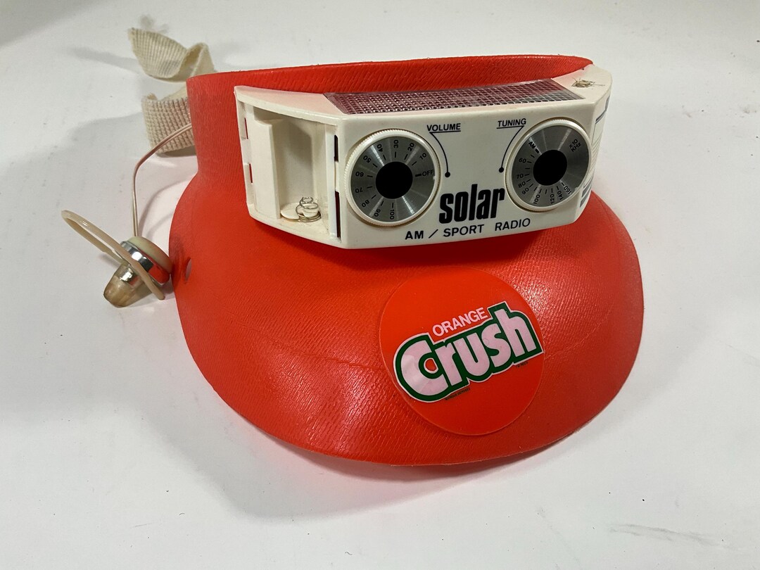Vintage Solar Slick Orange Crush Promo Am/sport Radio Visor W/ear Phone ...